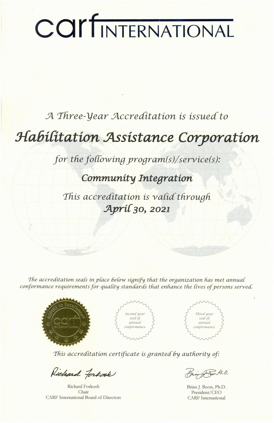 CARF Accredited Once Again! - Habilitation Assistance